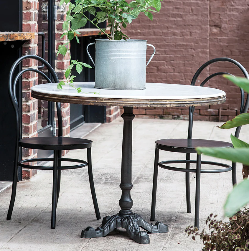 Avignon Bistro Table with Marble, Round – 13 Hub Lane